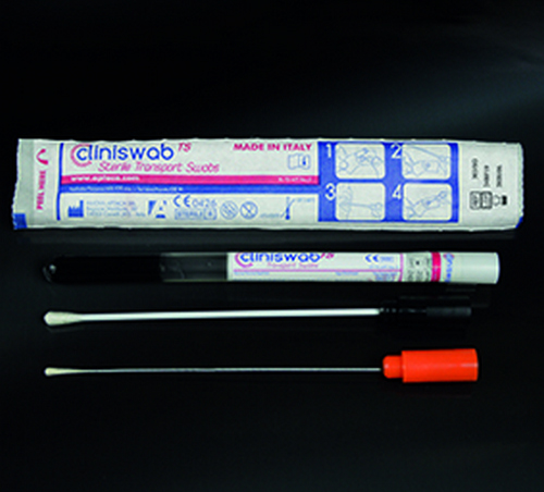 Sterile swabs with clear amies with charcoal agar gel medium