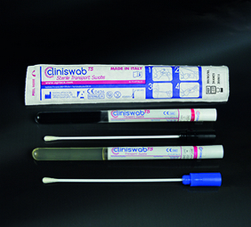 Sterile swabs with double clear amies agar gel medium